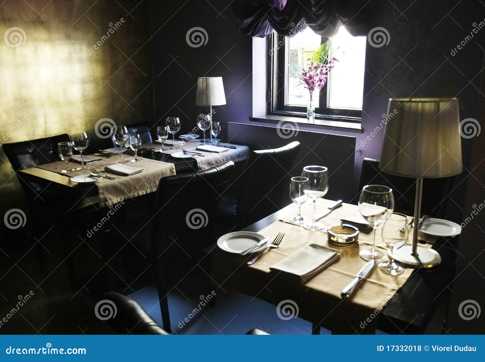 Dark Empty Restaurant with No Customers Stock Photo - Image of ...