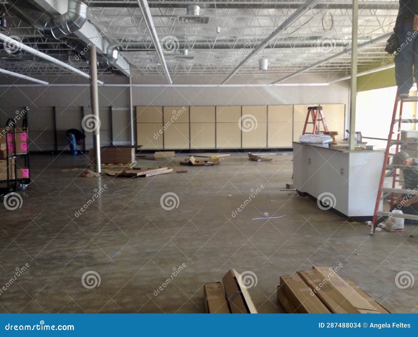 A Dark Empty Retail Space Under Construction Stock Photo - Image of ...