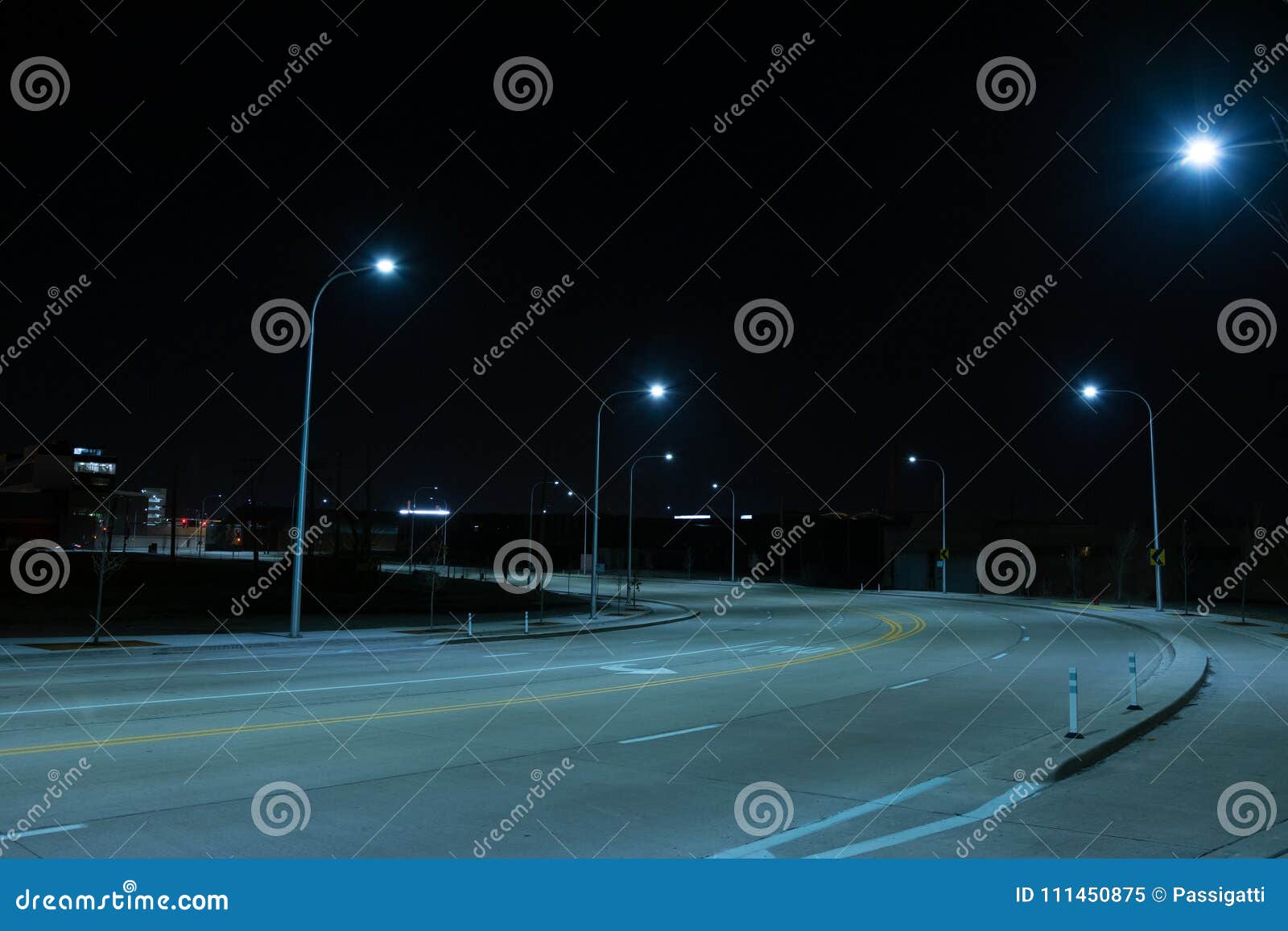 Dark and Empty Road at Night Stock Image - Image of empty, illuminated ...