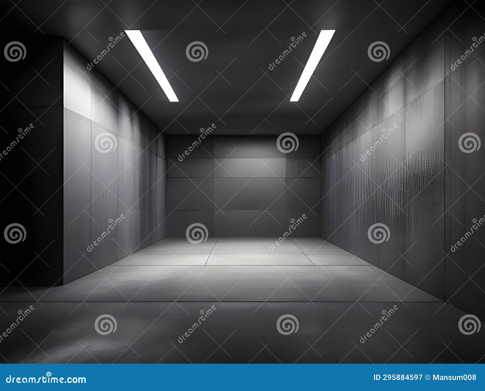 Dark Empty Room with Dark Concrete Floor Stock Illustration ...
