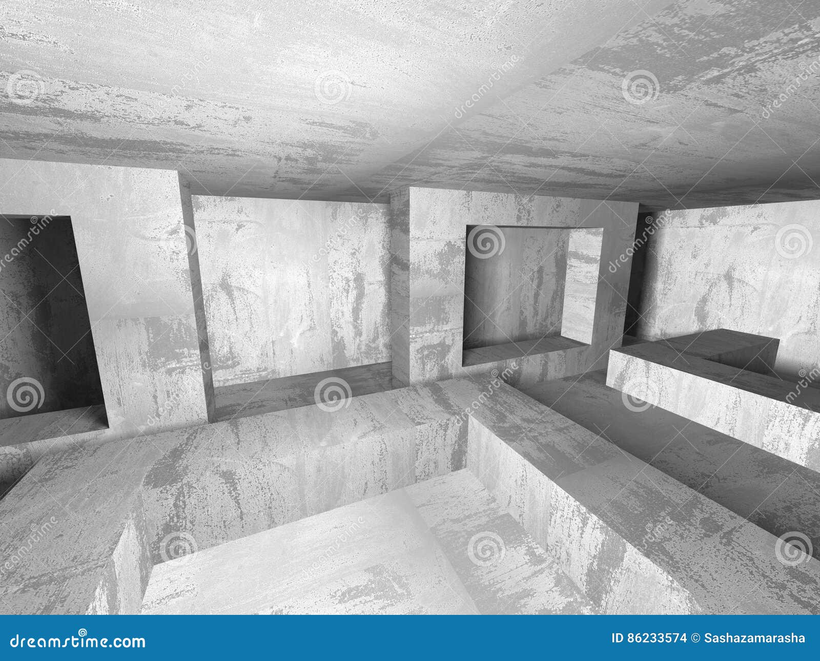 Dark Empty Room. Concrete Rusty Walls. Architecture Background Stock ...