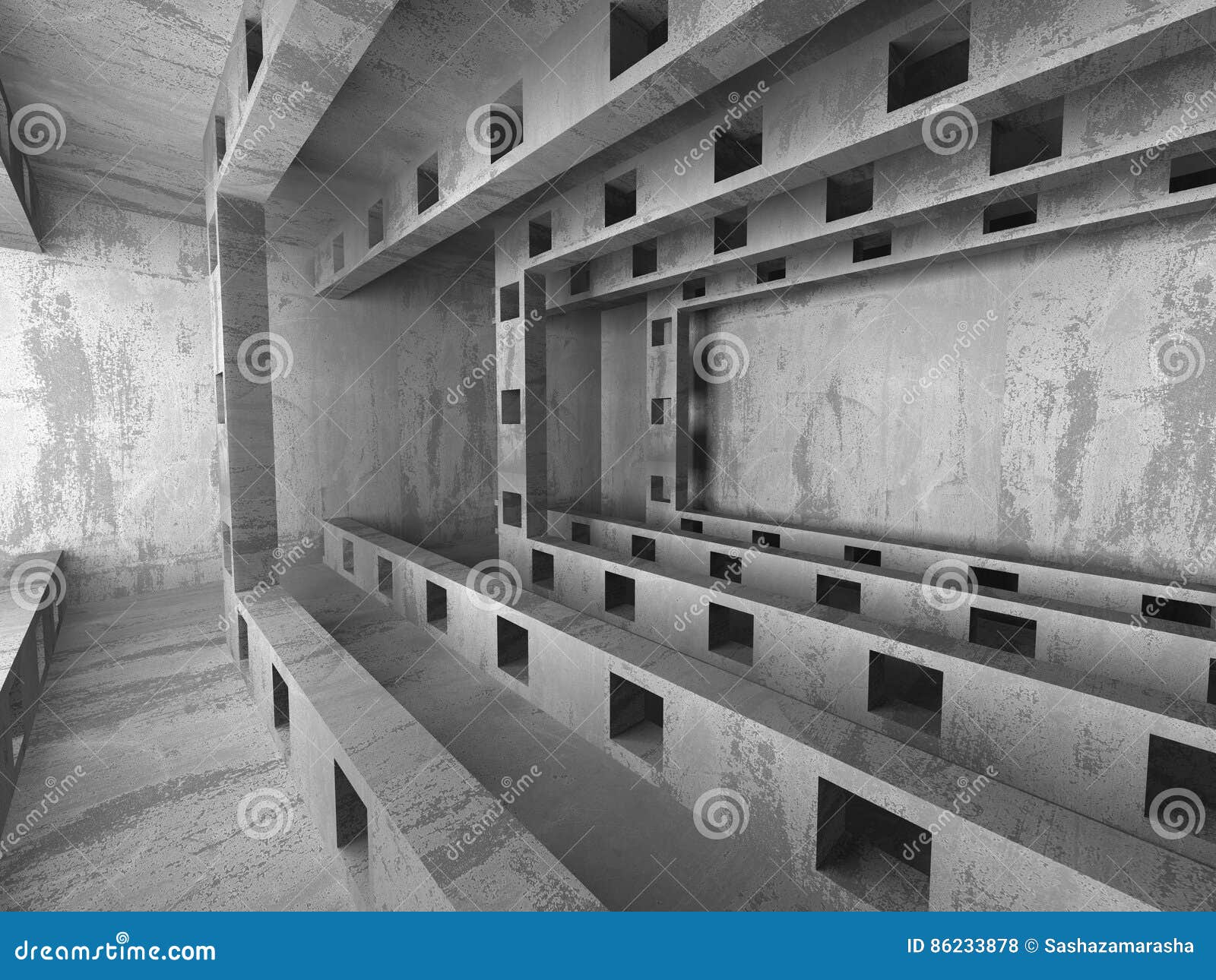 Dark Empty Room. Concrete Rusty Walls. Architecture Background Stock ...