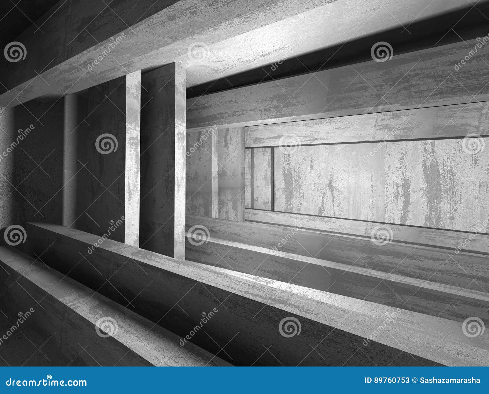 Dark Empty Room. Concrete Rusty Walls. Architecture Background Stock ...