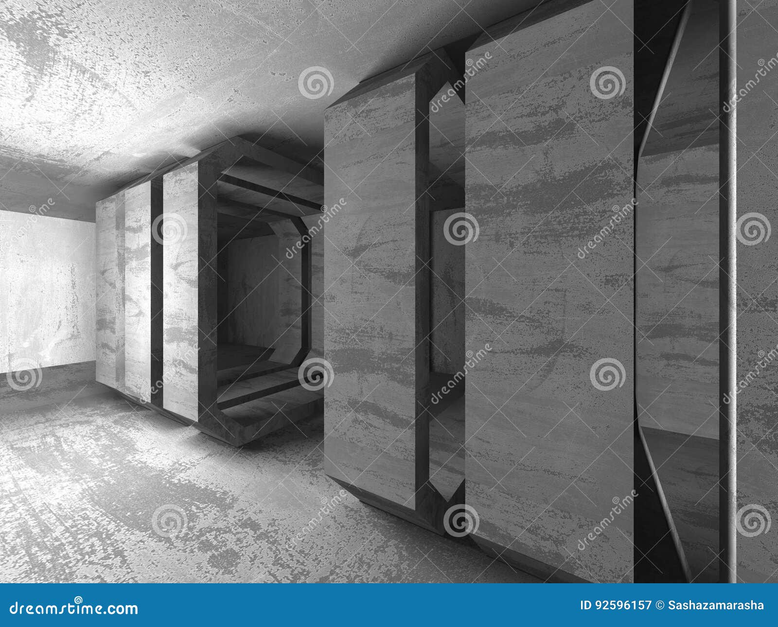 Dark Empty Room. Concrete Rusty Walls. Architecture Background Stock ...