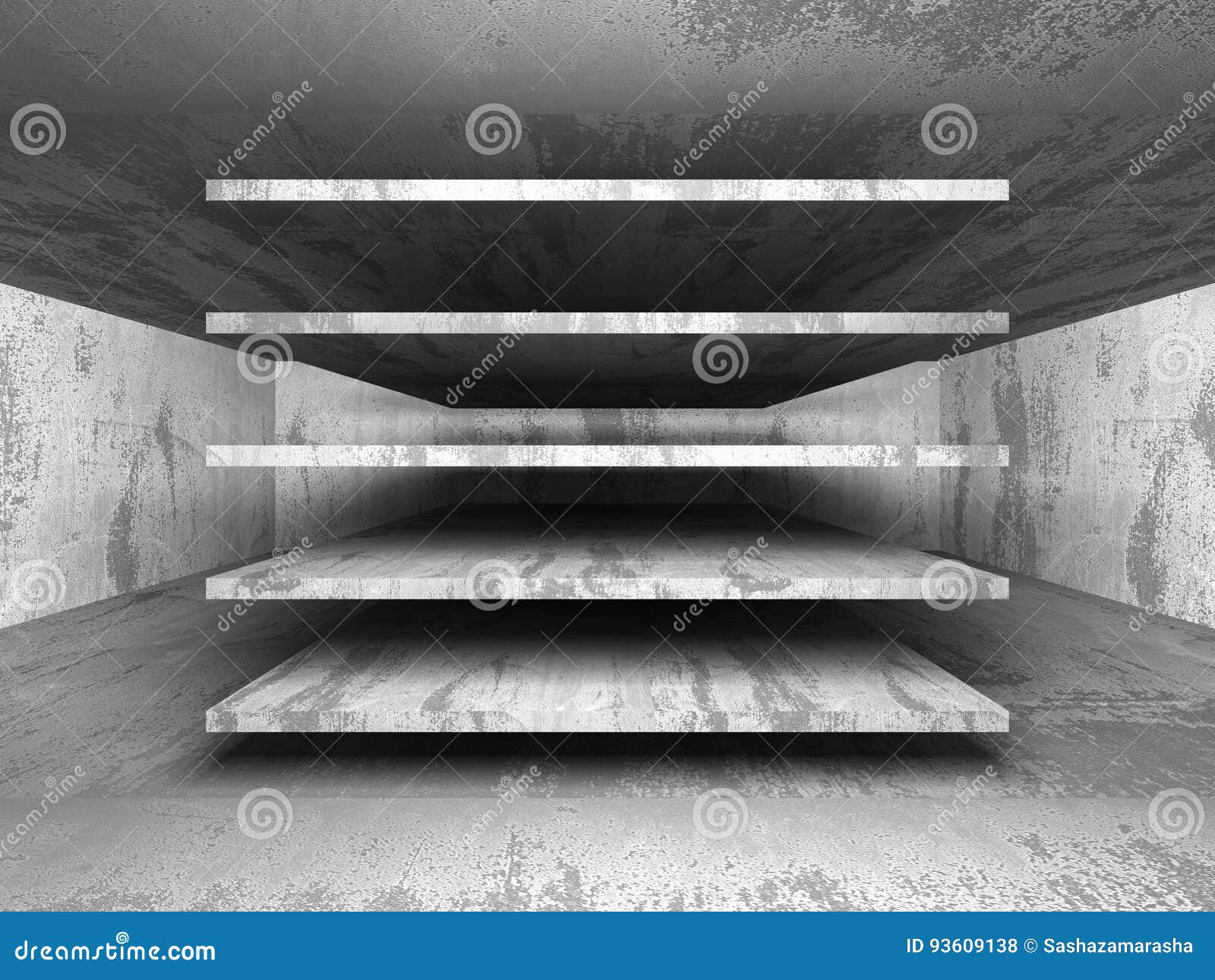 Dark Empty Room. Concrete Rusty Walls. Architecture Background Stock ...