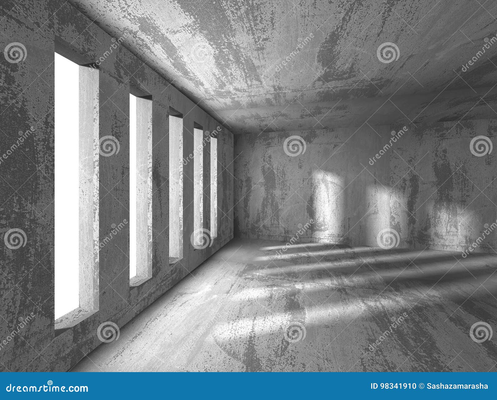 Dark Empty Room. Concrete Rusty Walls. Architecture Background Stock ...