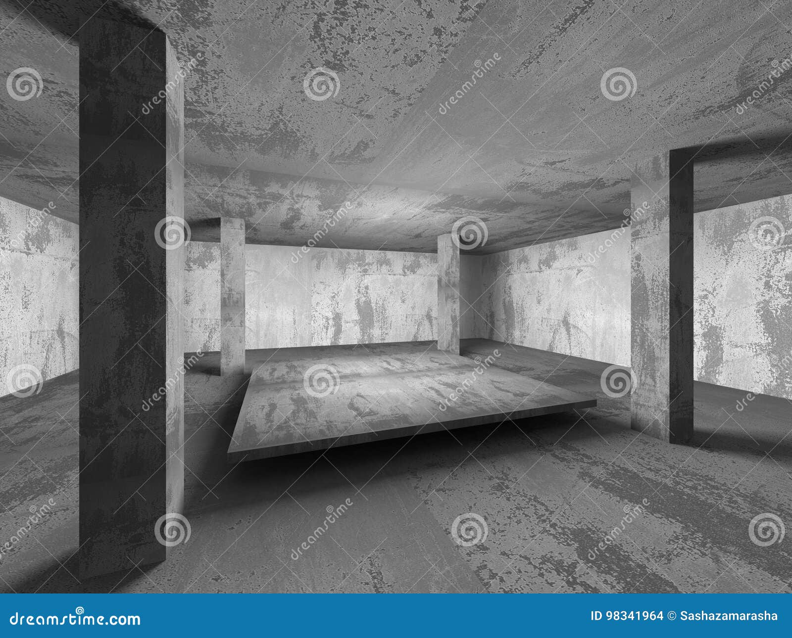 Dark Empty Room. Concrete Rusty Walls. Architecture Background Stock ...