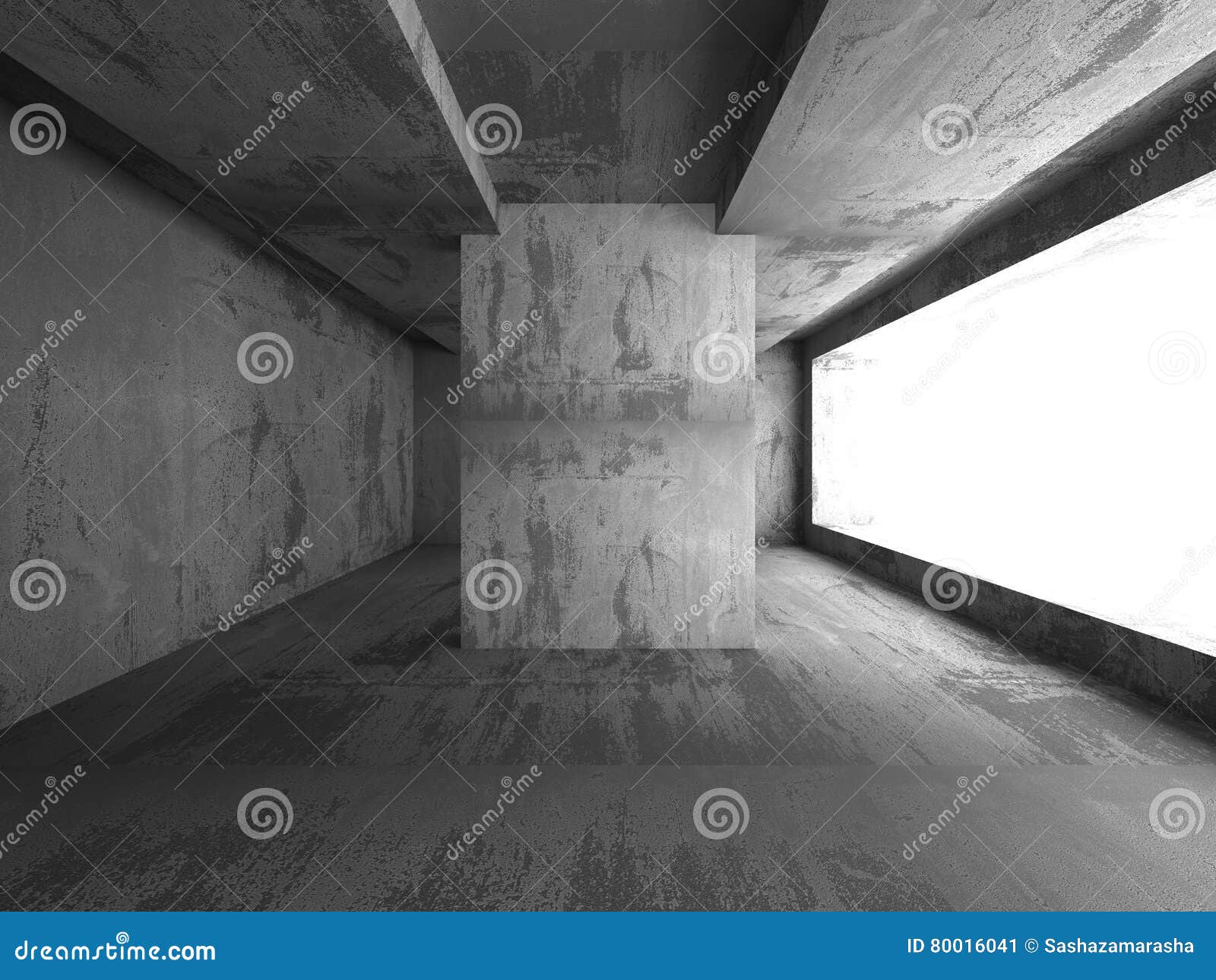 Dark Empty Room. Concrete Rusty Walls Stock Illustration - Illustration ...