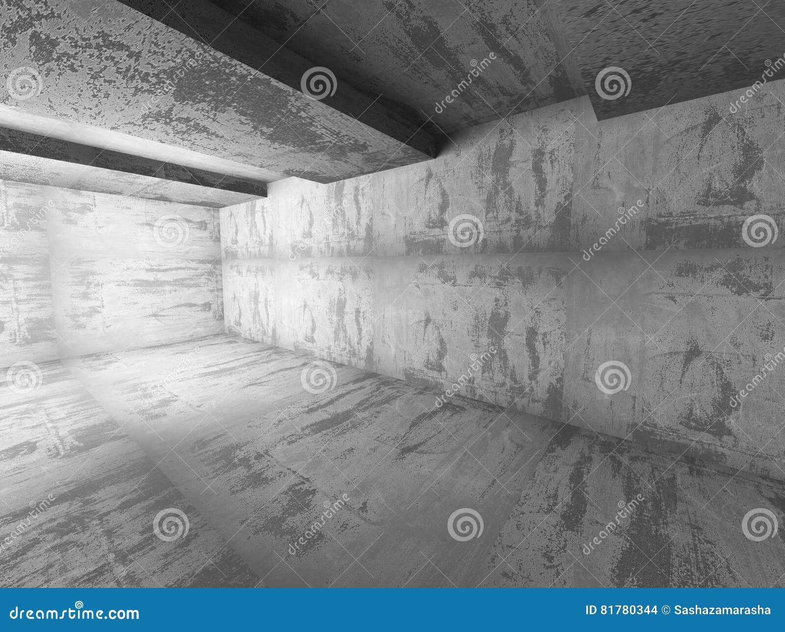 Dark Empty Room. Concrete Rusty Walls Stock Illustration - Illustration ...