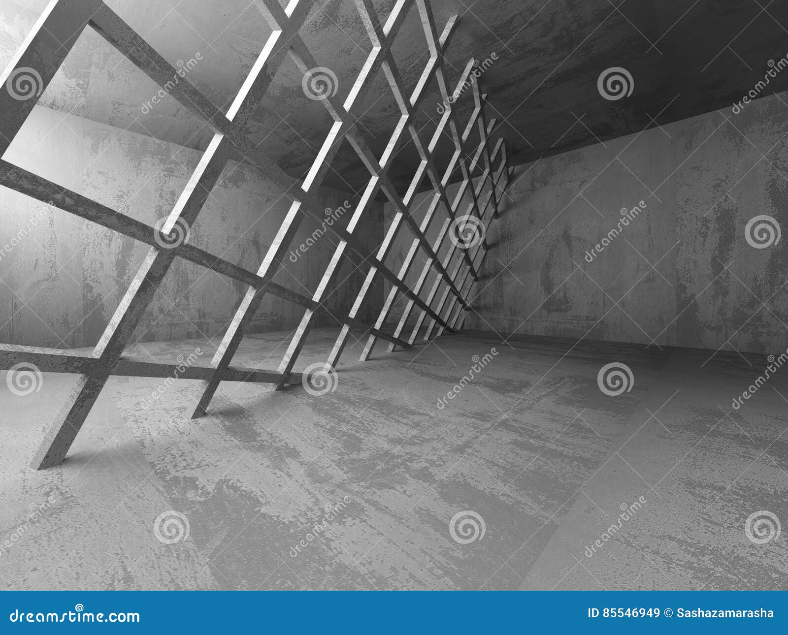 Dark Empty Room. Concrete Rusty Walls Stock Illustration - Illustration ...