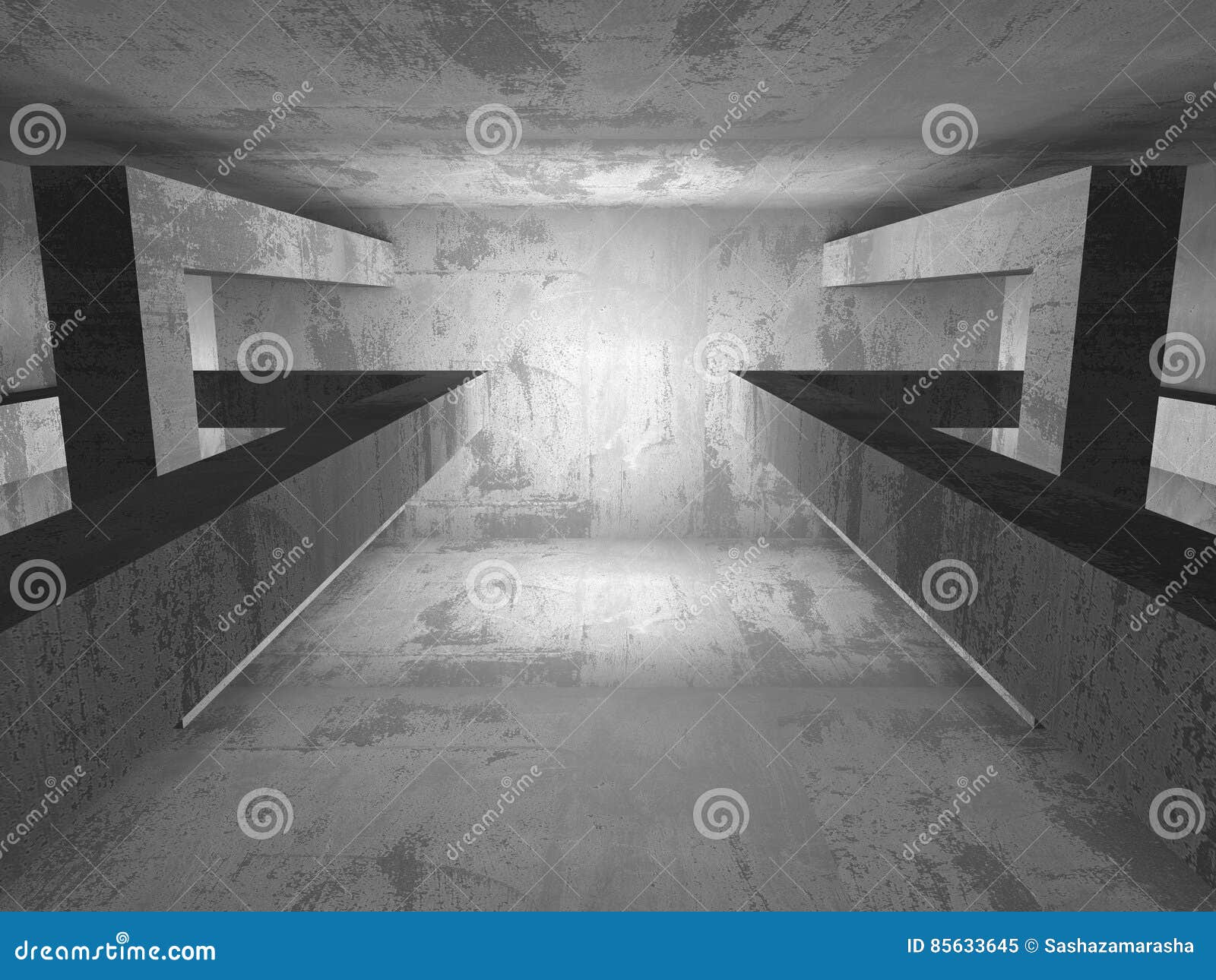 Dark Empty Room. Concrete Rusty Walls Stock Illustration - Illustration ...