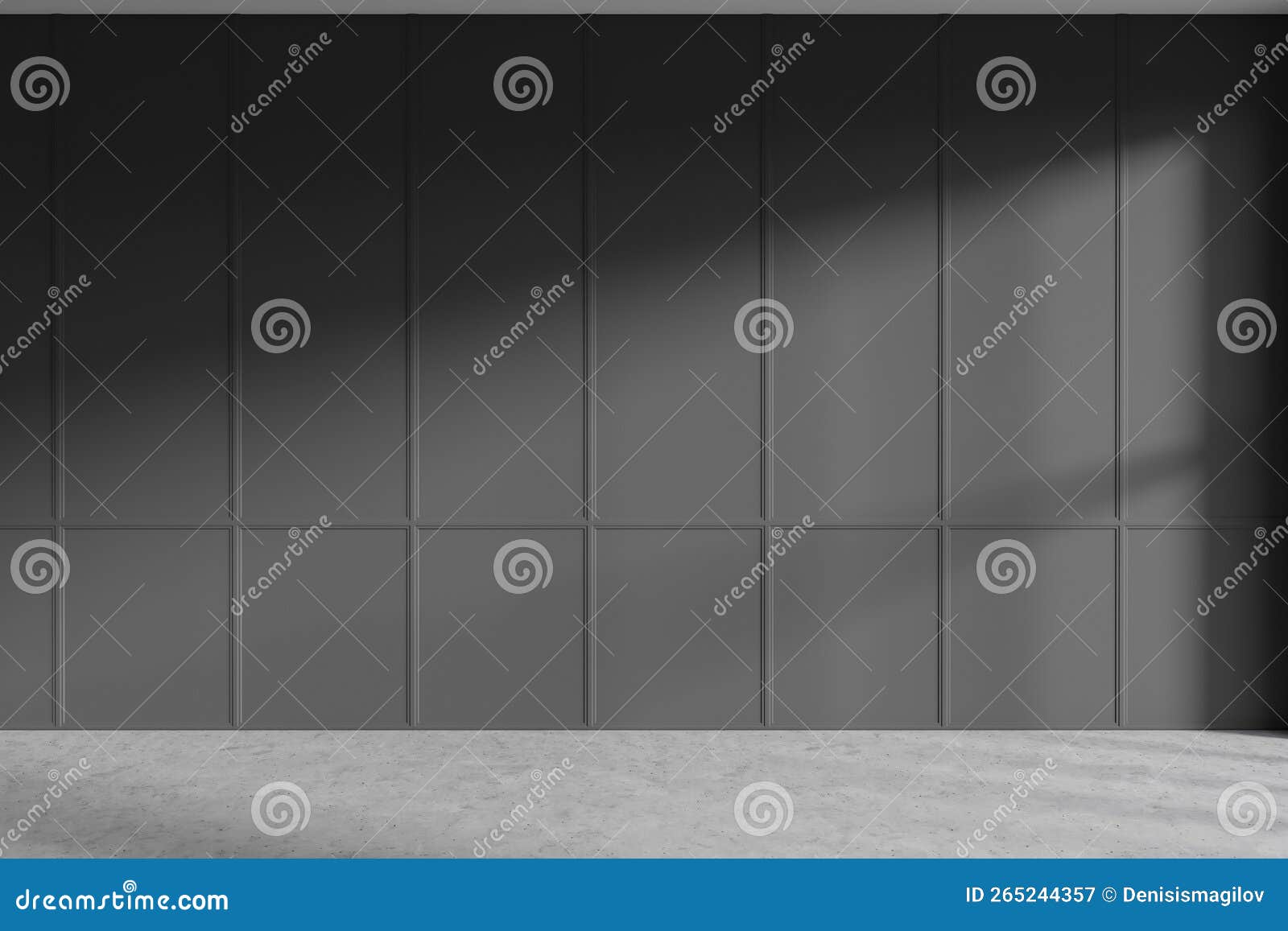 Dark Empty Room Interior with Empty Grey Wall, Concrete Floor Stock ...