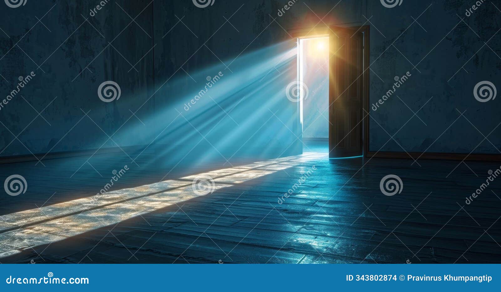 Dark Empty Room with Light Coming in through an Open Door Stock Photo ...