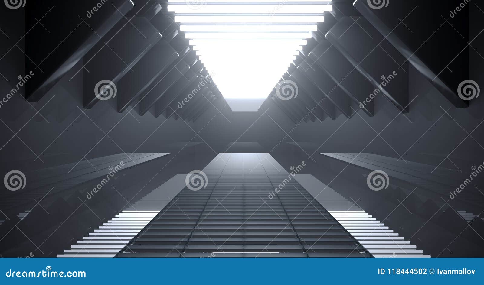 Dark Empty Sci-Fi Futuristic Ship Corridor with Reflective Surfaces. 3D ... Dark Empty Sci-Fi Futuristic Ship Corridor with Reflective Surfaces. 3D ...