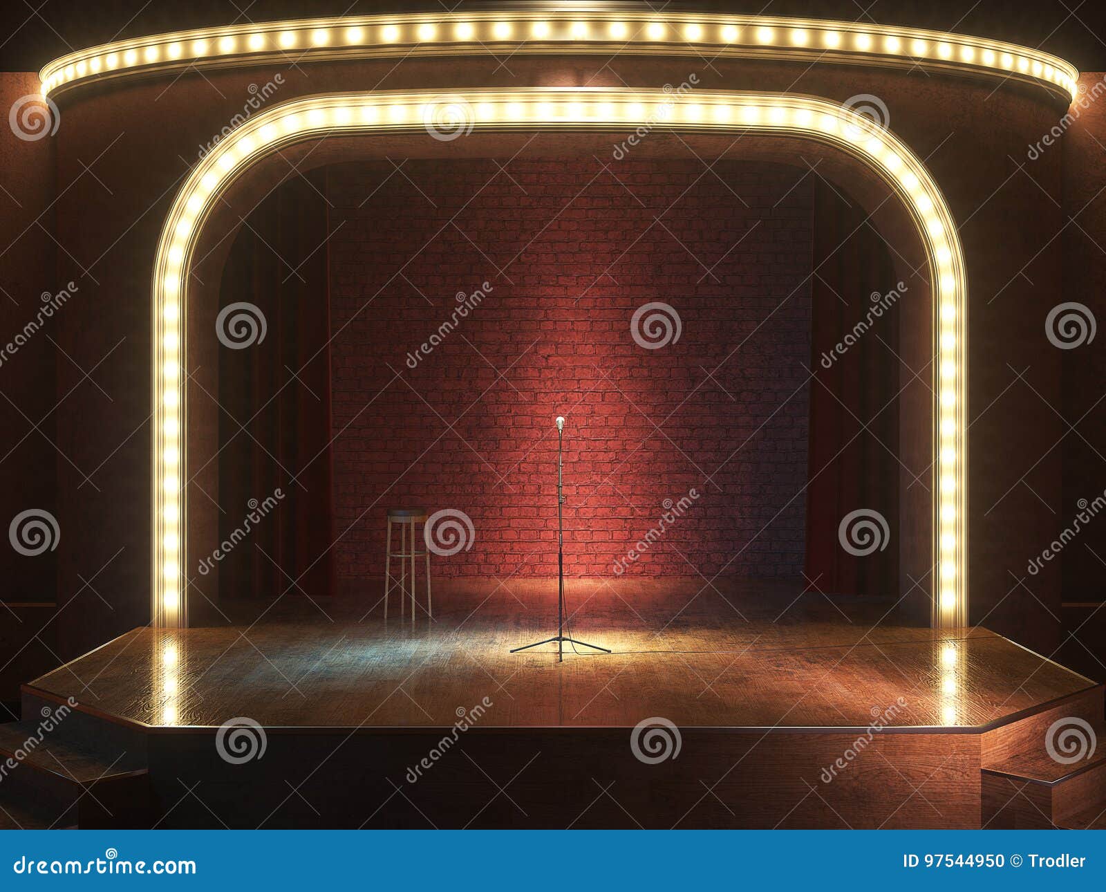 Cabaret On Stage, Red Ribbon And Scissors Stock Image | CartoonDealer ...