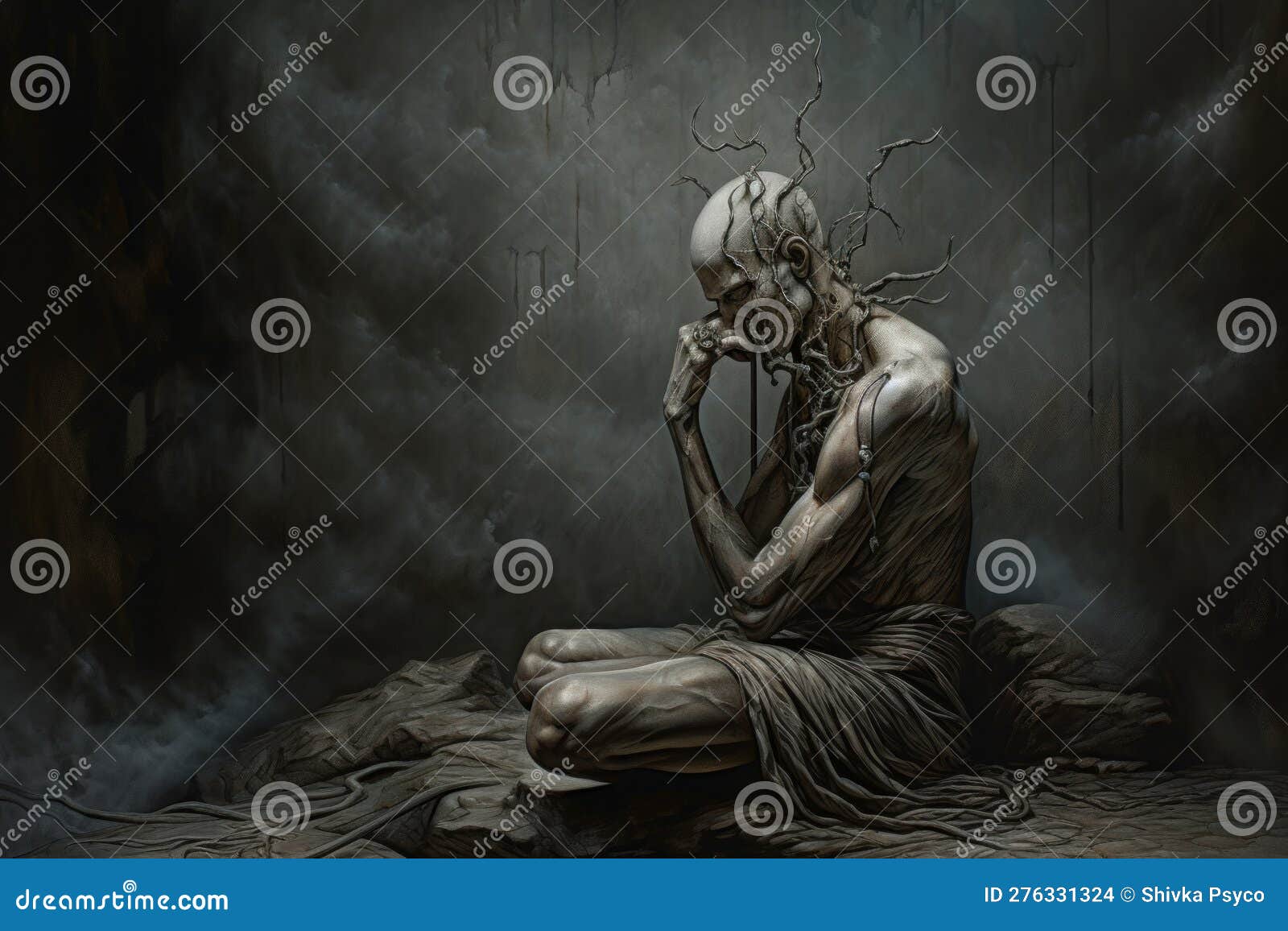 Dark Enduring Immortal Pain Mindscape Generative AI Stock Illustration ...