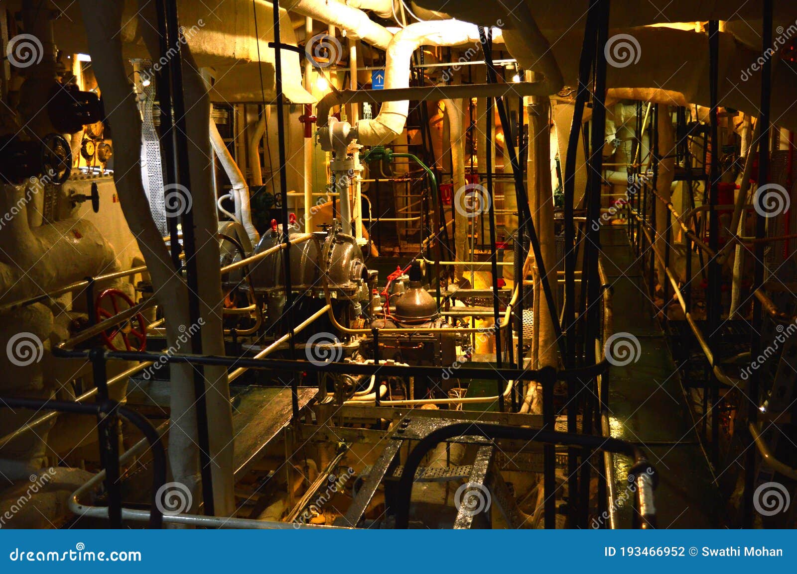 Dark engine room stock photo. Image of construction - 193466952