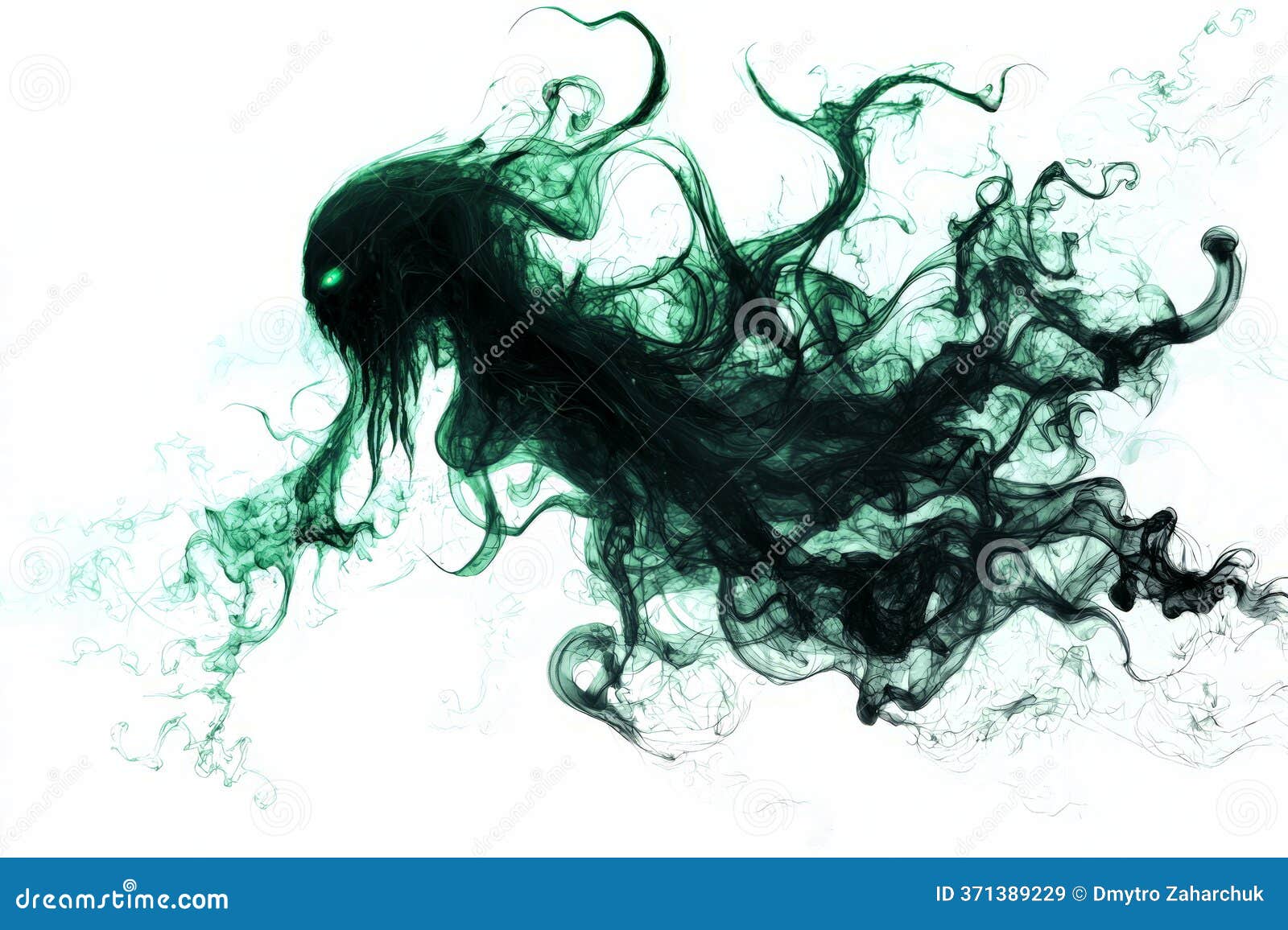 Dark Eldritch Horror Silhouette With Tentacles And Glowing Eyes On Neon ...