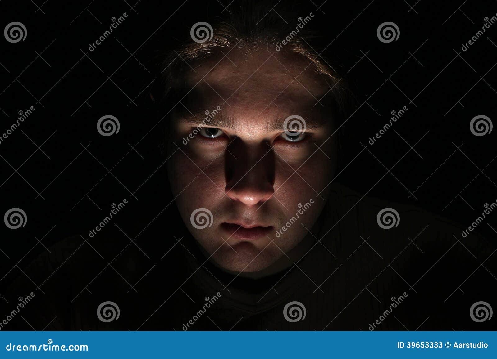 Dark Evil Face on Black Background Stock Image - Image of unshaved ...