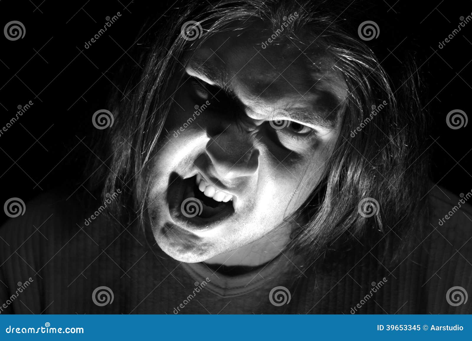 Dark Evil Face on Black Background Stock Image - Image of face, head ...