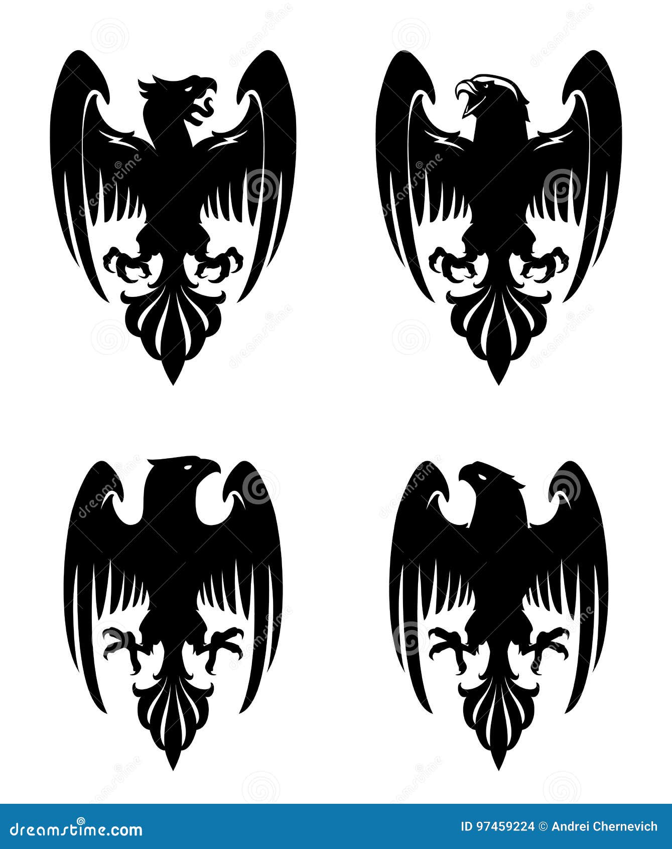 Dark Evil heraldic eagle stock vector. Illustration of design - 97459224