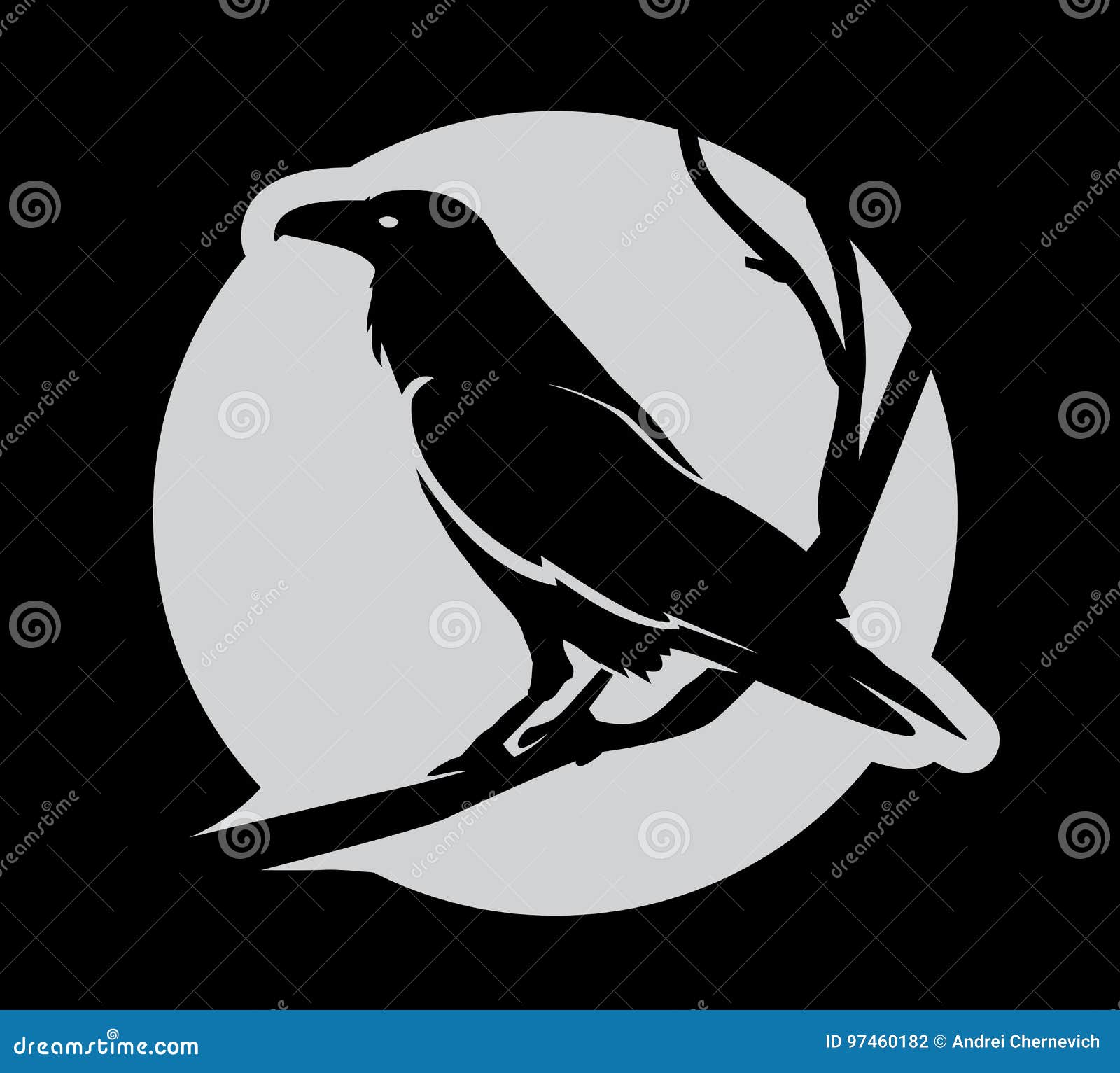 Dark Evil Heraldic Raven With Spread Wings. Vector Illustration ...