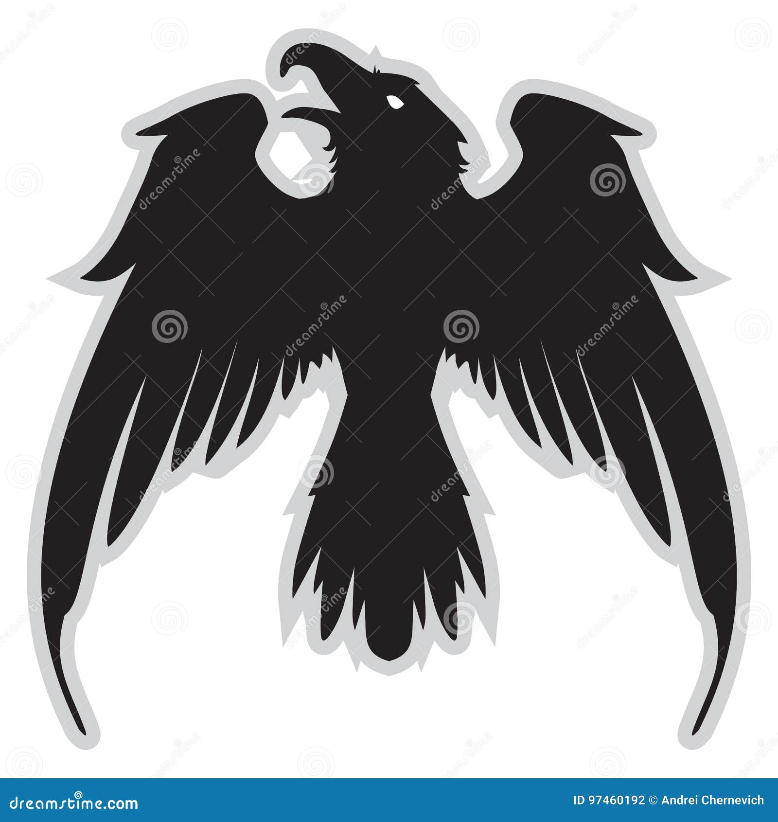 Dark Evil Heraldic Raven with Spread Wings. Stock Vector - Illustration ...