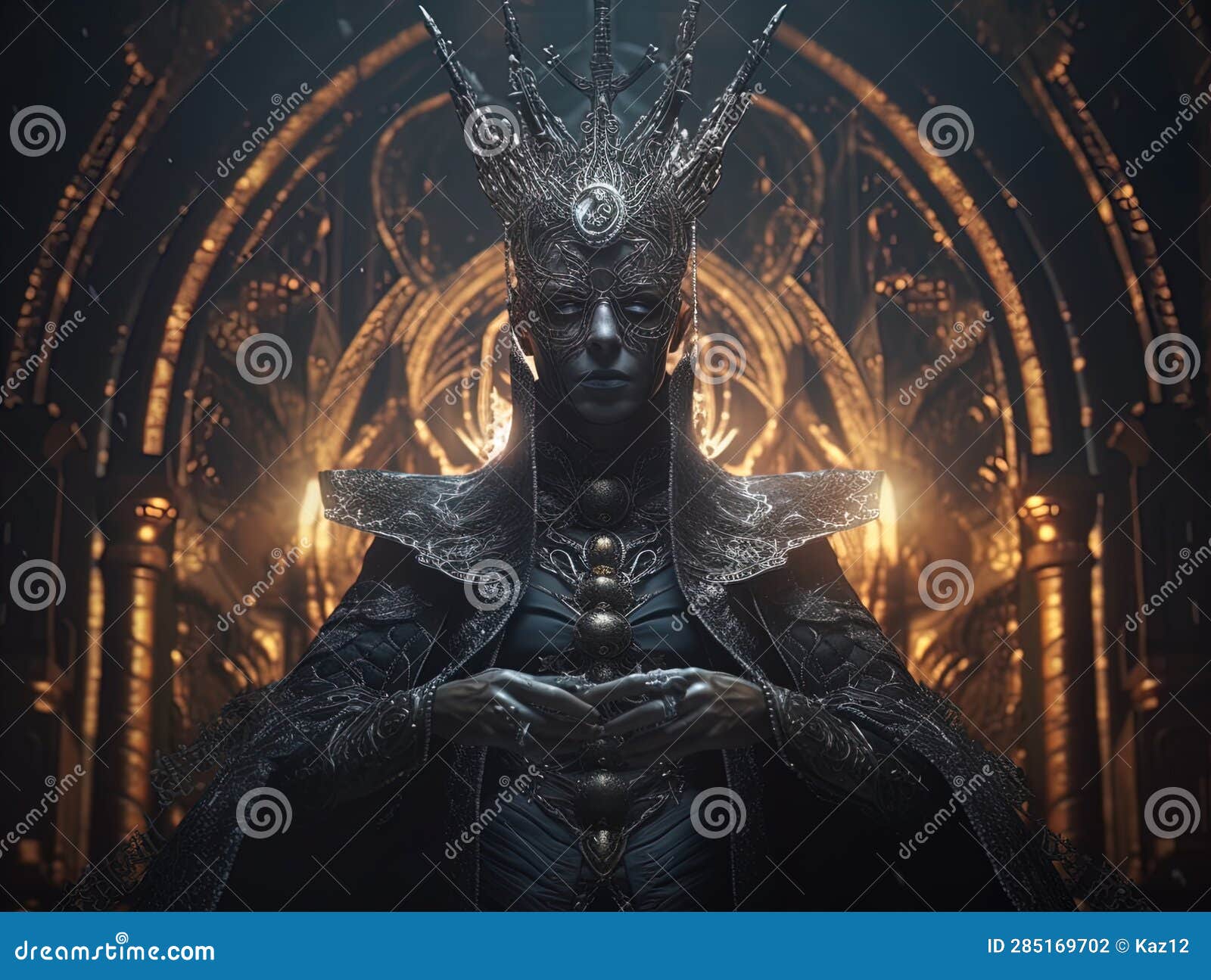Dark Fantasy Ornate Art of a Dark Wizard King Stock Illustration ...