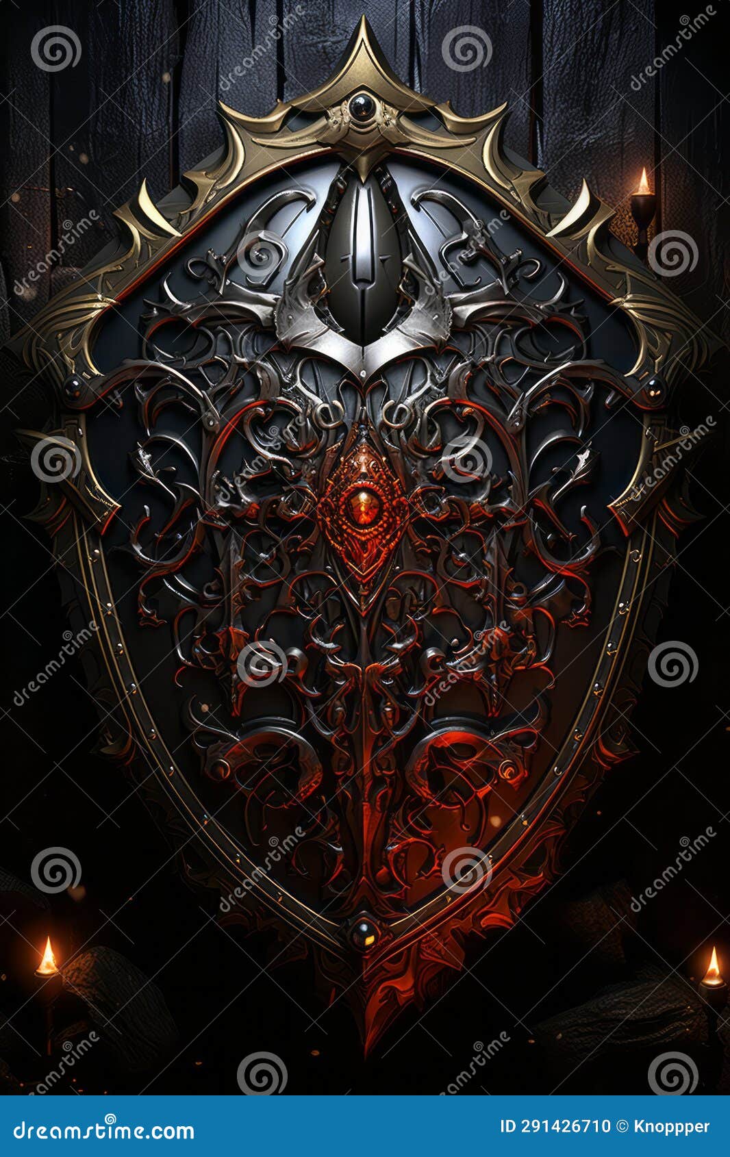 Dark Fantasy Shield Ai Generated Stock Illustration - Illustration of ...