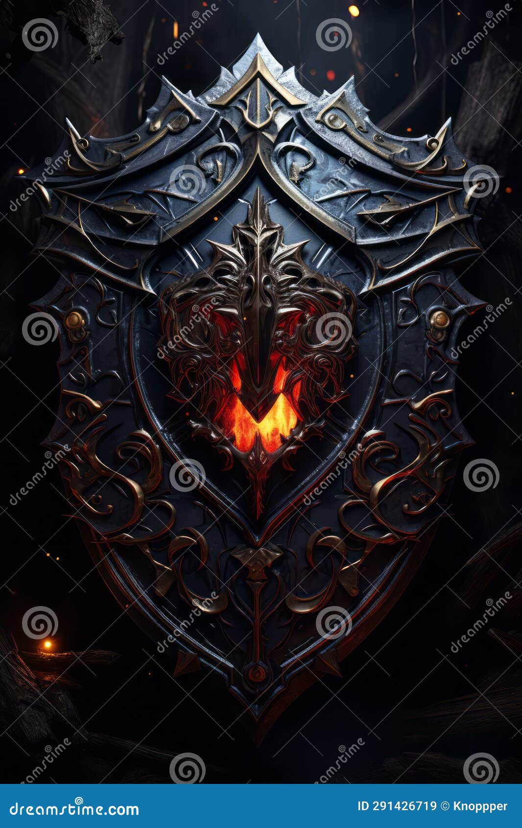 Dark Fantasy Shield Ai Generated Stock Illustration - Illustration of ...