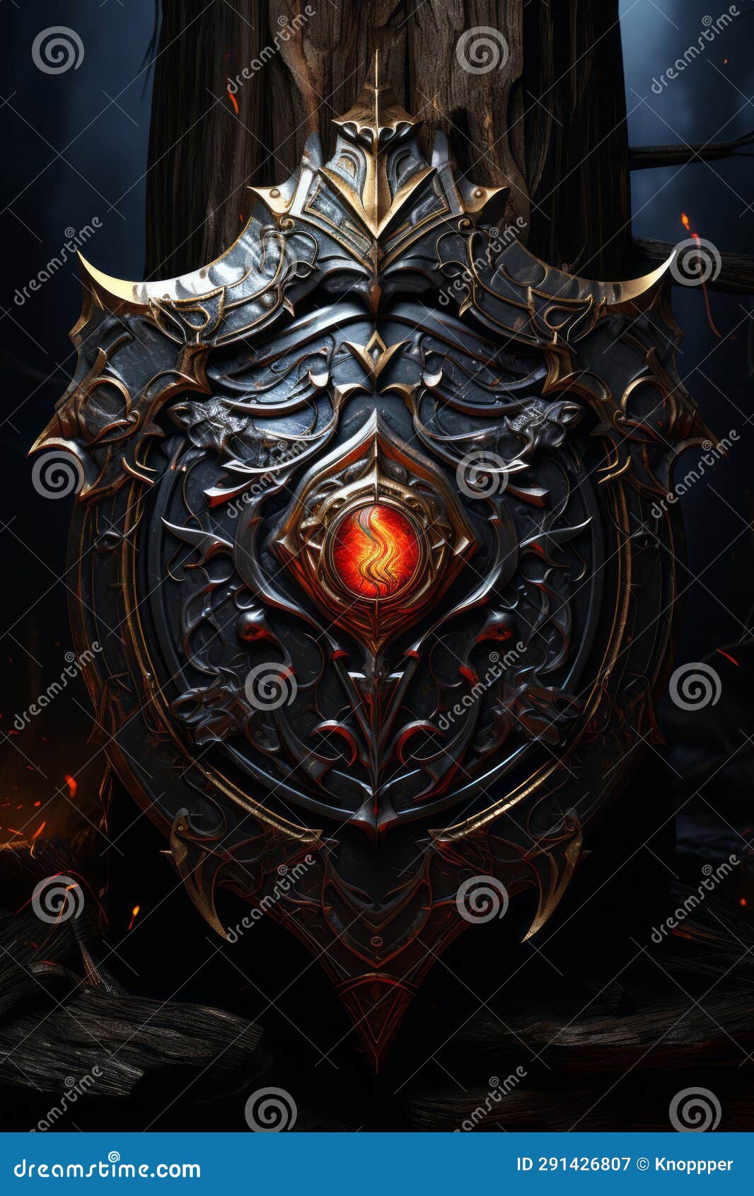 Dark Fantasy Shield Ai Generated Stock Illustration - Illustration of ...