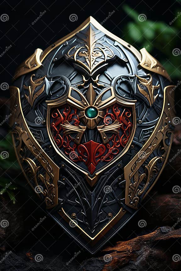 Dark Fantasy Shield Ai Generated Stock Illustration - Illustration of ...