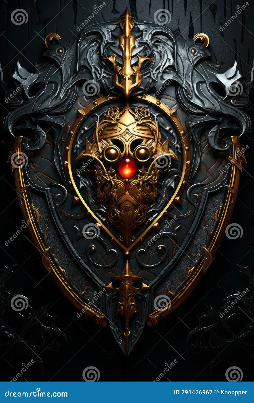Dark Fantasy Shield Ai Generated Stock Illustration - Illustration of ...