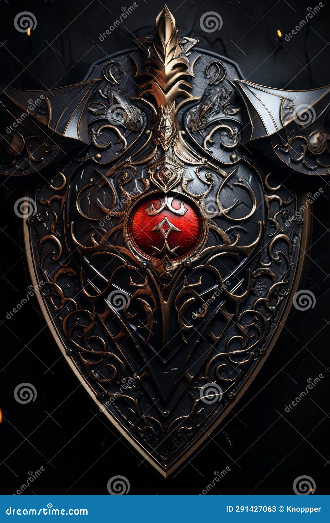 Dark Fantasy Shield Ai Generated Stock Illustration - Illustration of ...