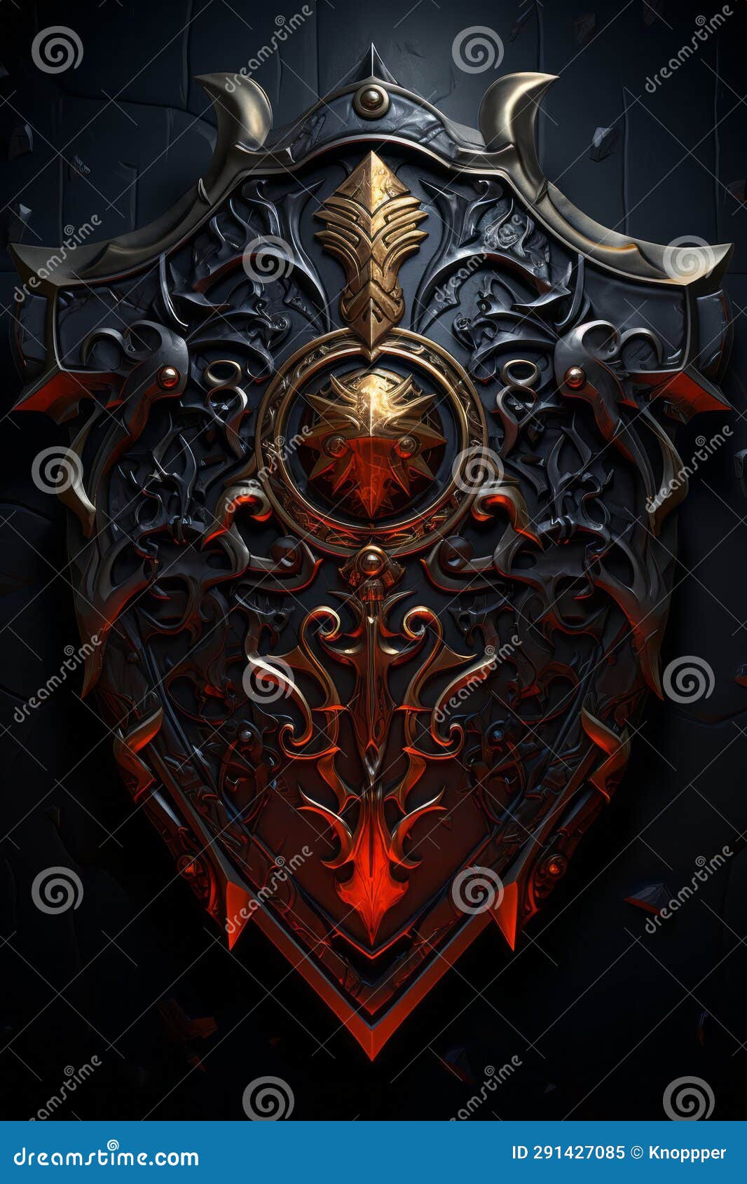 Dark Fantasy Shield Ai Generated Stock Illustration - Illustration of ...