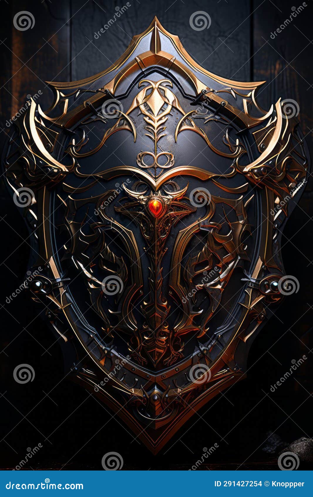 Dark Fantasy Shield Ai Generated Stock Illustration - Illustration of ...