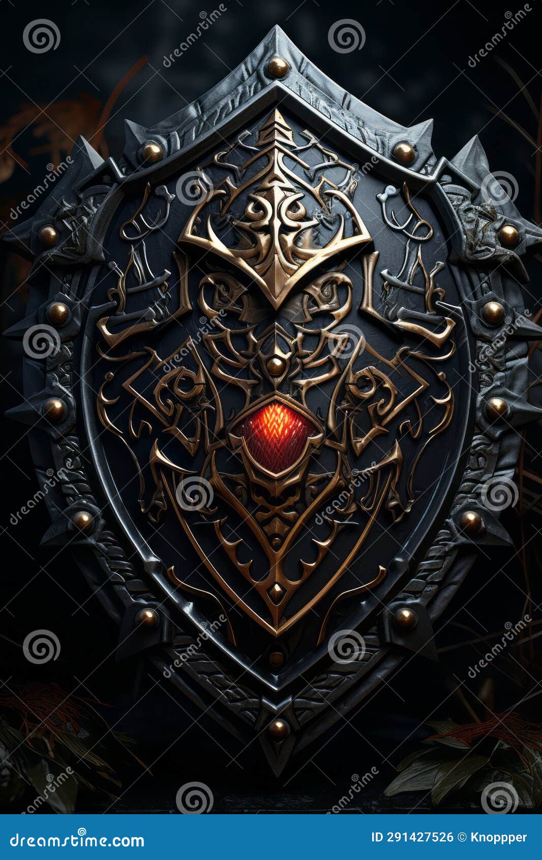 Dark Fantasy Shield Ai Generated Stock Illustration - Illustration of ...