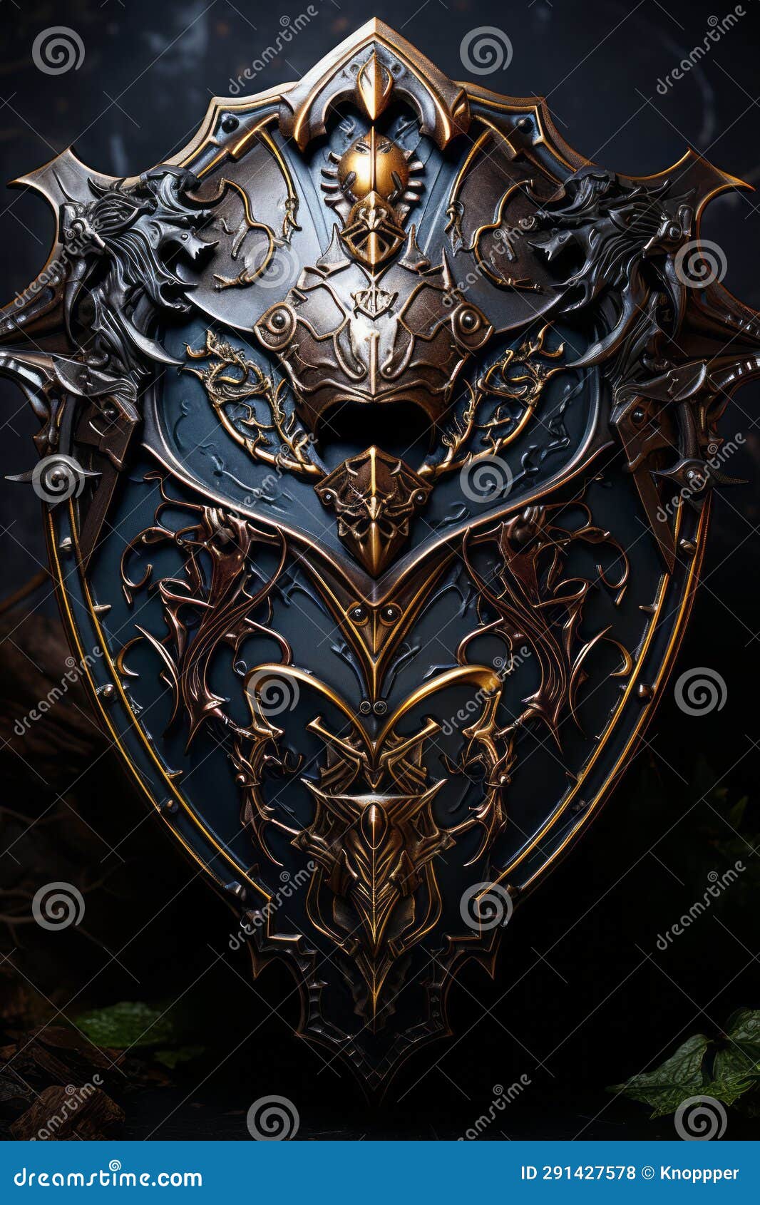 Dark Fantasy Shield Ai Generated Stock Illustration - Illustration of ...