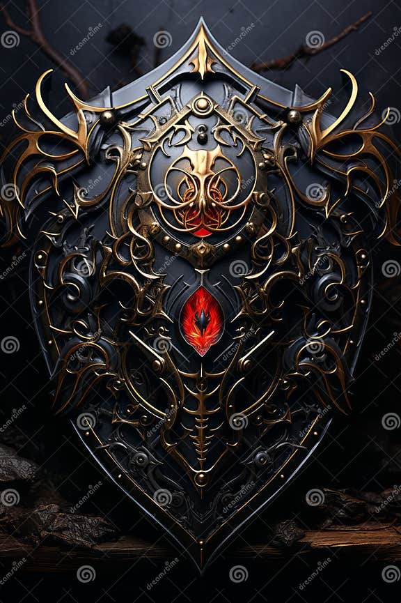 Dark Fantasy Shield Ai Generated Stock Illustration - Illustration of ...