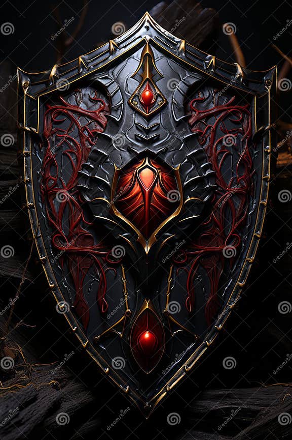 Dark Fantasy Shield Ai Generated Stock Illustration - Illustration of ...