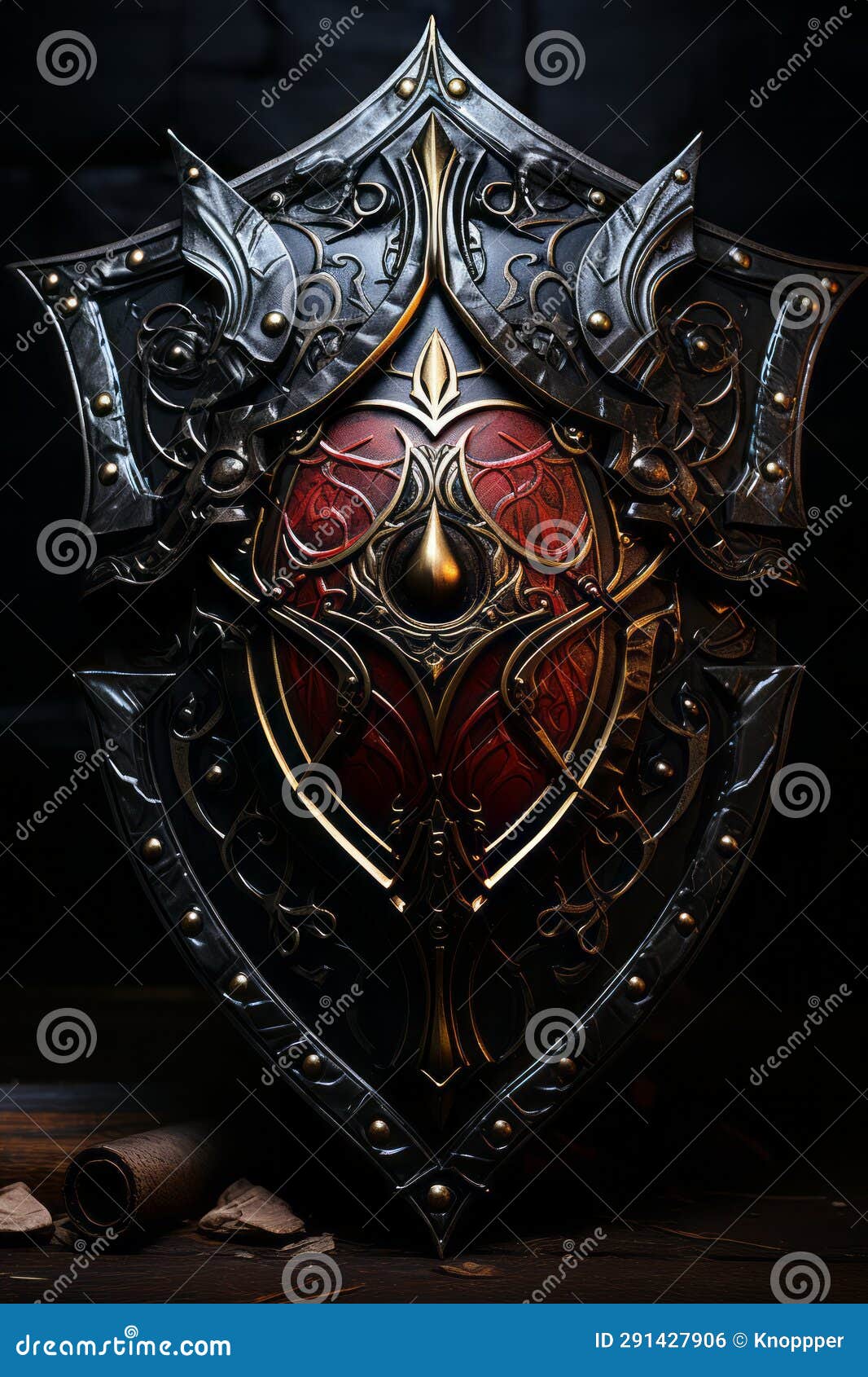Dark Fantasy Shield Ai Generated Stock Illustration - Illustration of ...