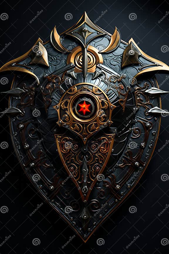 Dark Fantasy Shield Ai Generated Stock Illustration - Illustration of ...