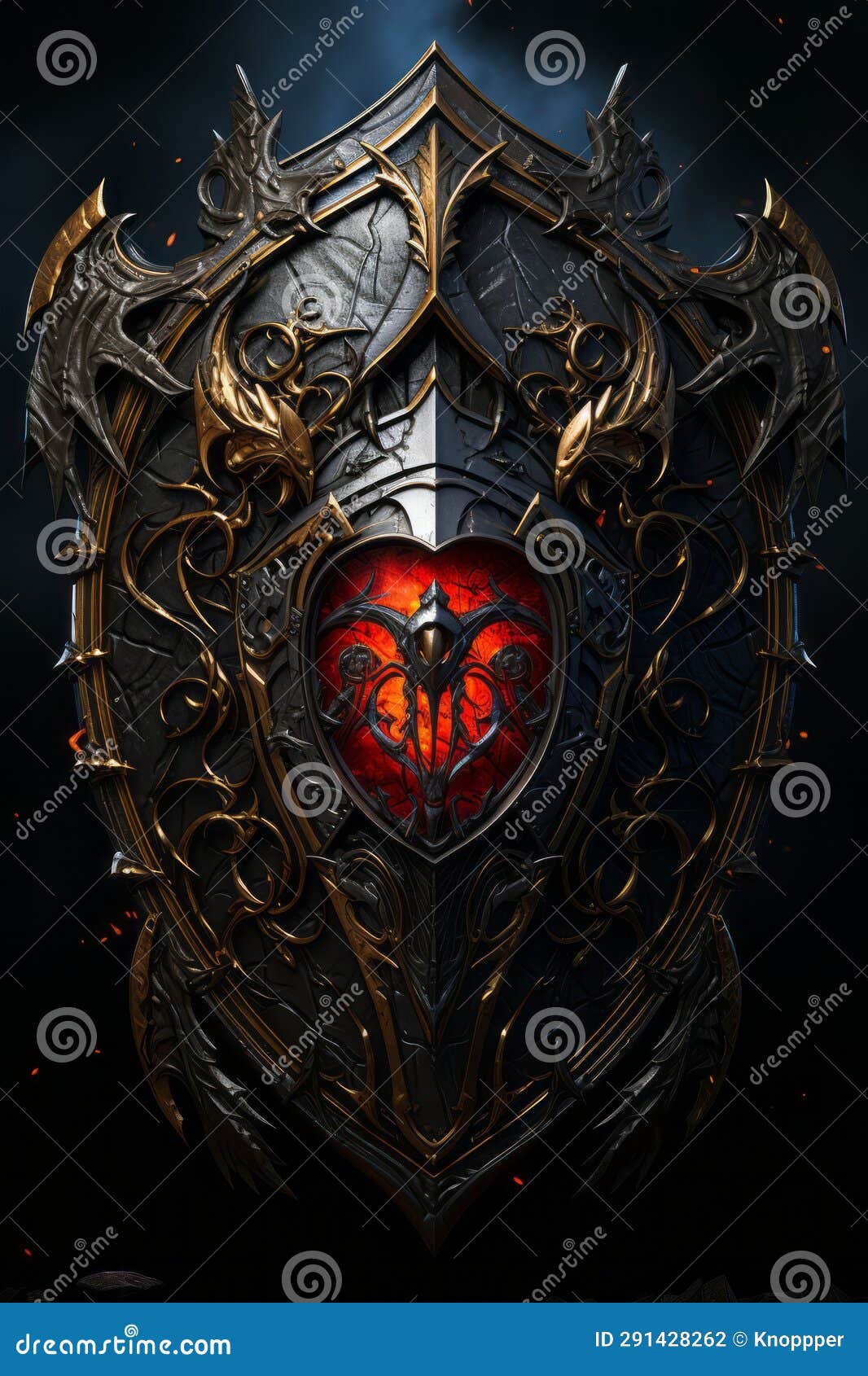 Dark Fantasy Shield Ai Generated Stock Illustration - Illustration of ...