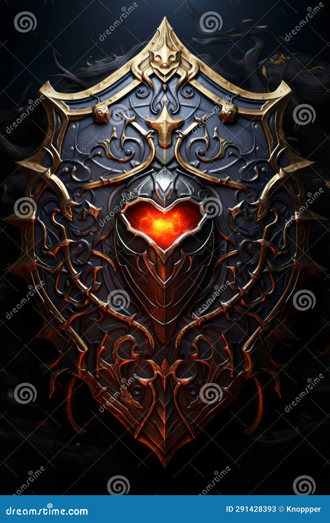 Dark Fantasy Shield Ai Generated Stock Illustration - Illustration of ...