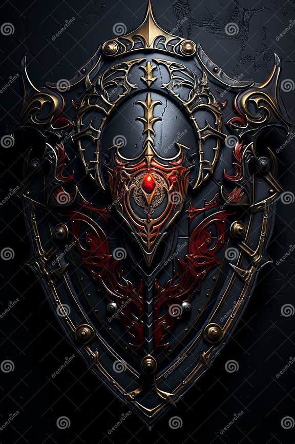 Dark Fantasy Shield Ai Generated Stock Illustration - Illustration of ...