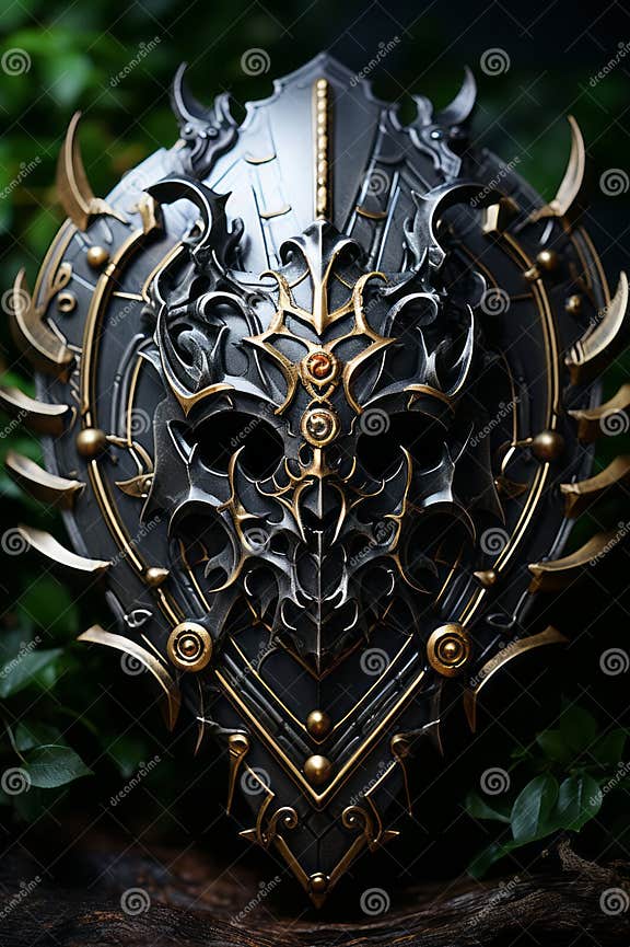 Dark Fantasy Shield Ai Generated Stock Illustration - Illustration of ...
