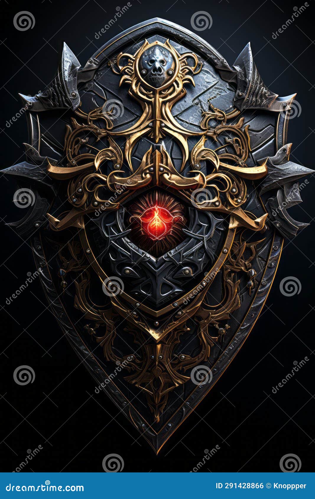 Dark Fantasy Shield Ai Generated Stock Illustration - Illustration of ...