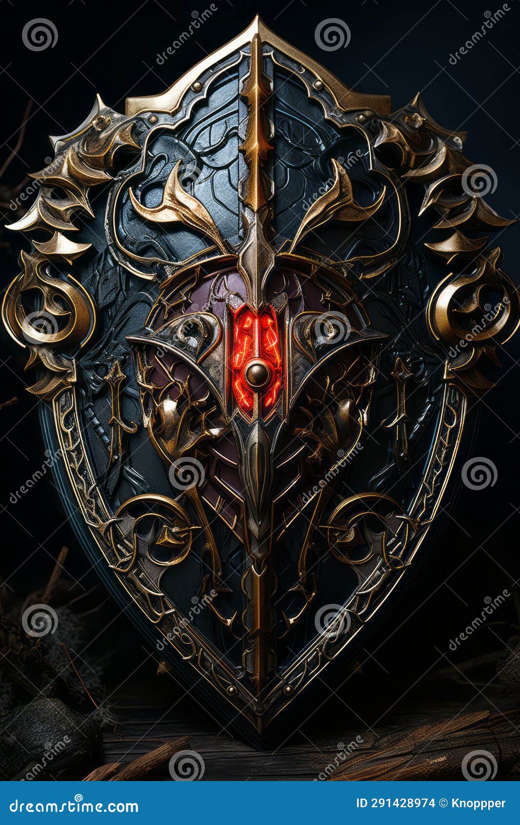 Dark Fantasy Shield Ai Generated Stock Illustration - Illustration of ...