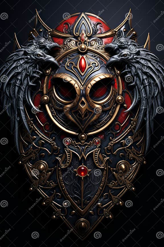 Dark Fantasy Shield Ai Generated Stock Illustration - Illustration of ...