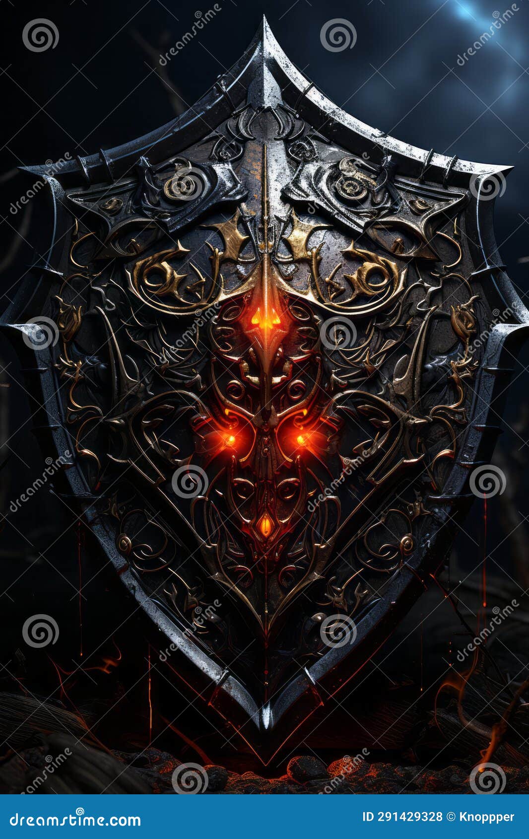 Dark Fantasy Shield Ai Generated Stock Illustration - Illustration of ...